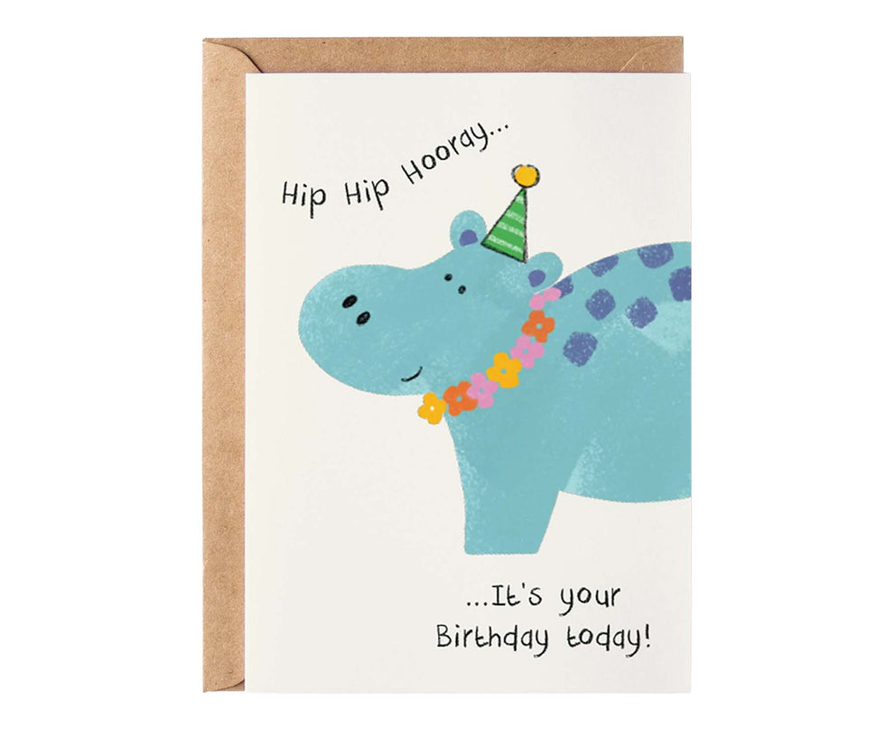 Hip Hip Hooray Hippo Kids Birthday Card – The Letter Arty