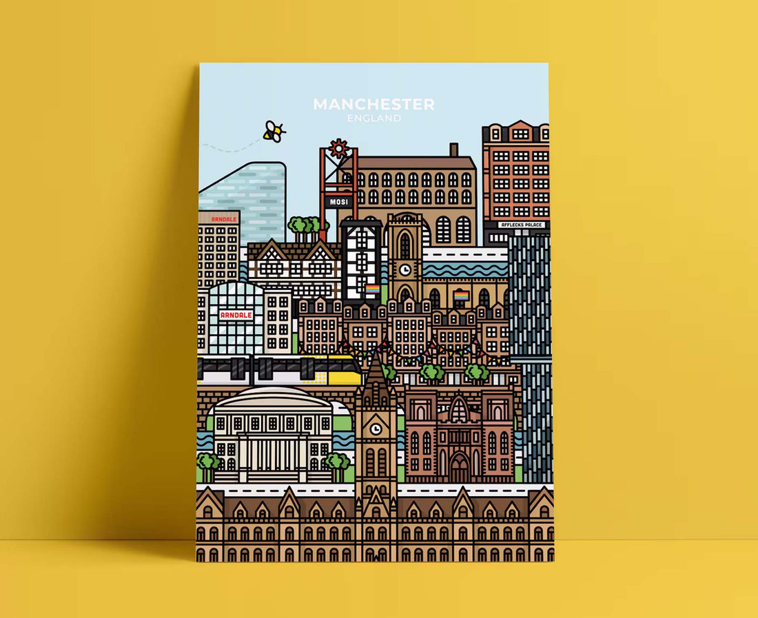 Manchester Landmarks Print – The Letter Arty
