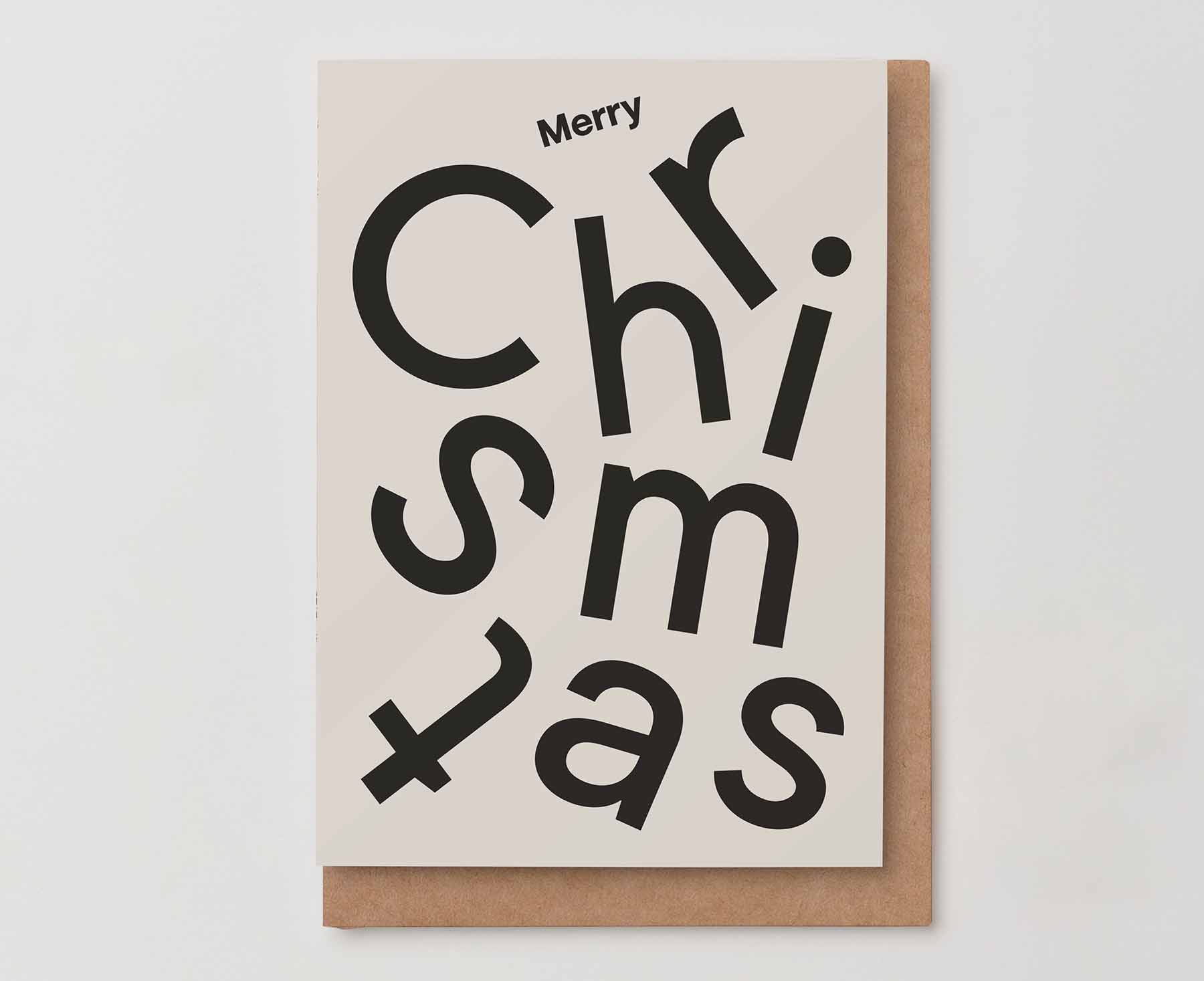 Merry Christmas Scandi Type Christmas Card – The Letter Arty
